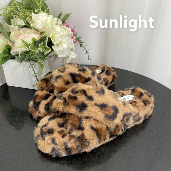 TOP Moda | Shoes | Fashion Womens Fuzzy Leopard Faux Fur Criss Cross ...